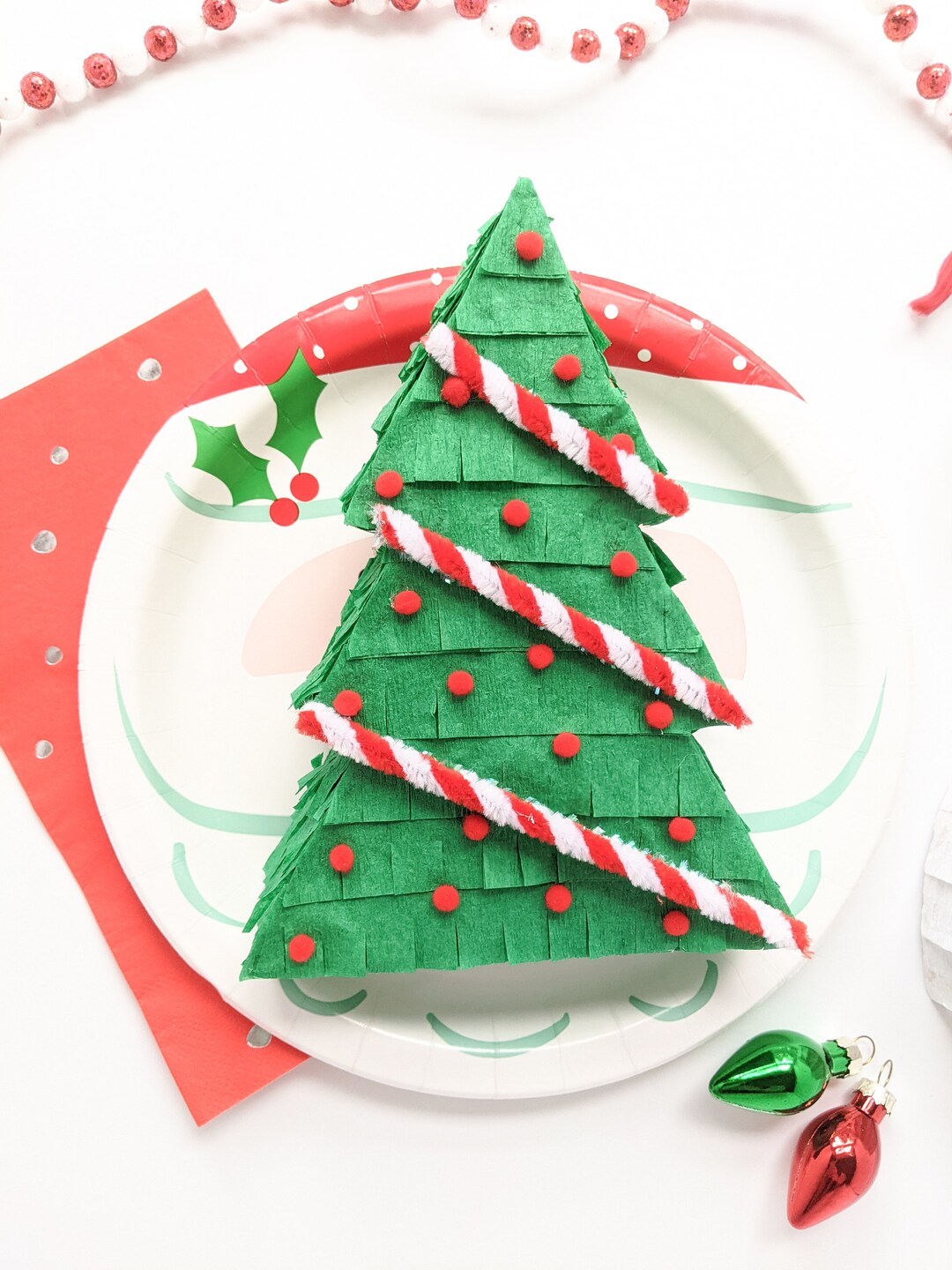 Green Christmas Tree Mini Pinata With Candy Cane Garland | ONE Pinata ...