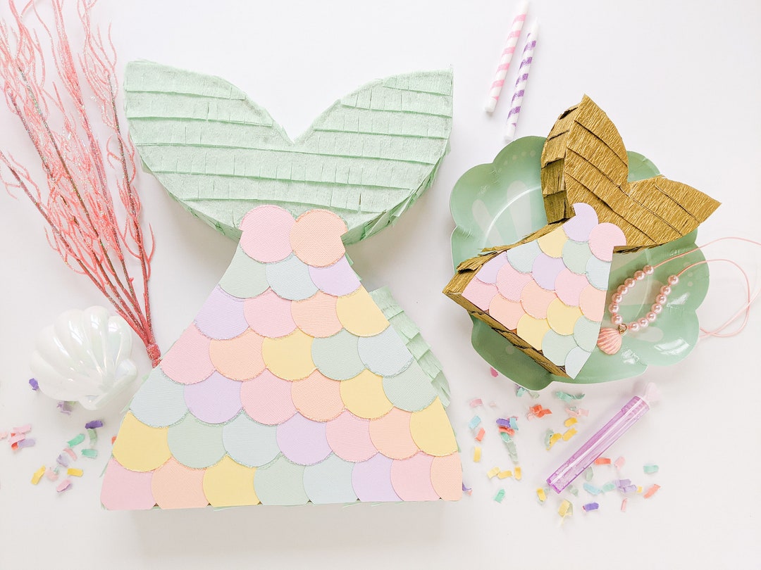 Pastel Rainbow Mermaid Tail Mini Pinata | Mermaid Party Favor, Mermaid ...