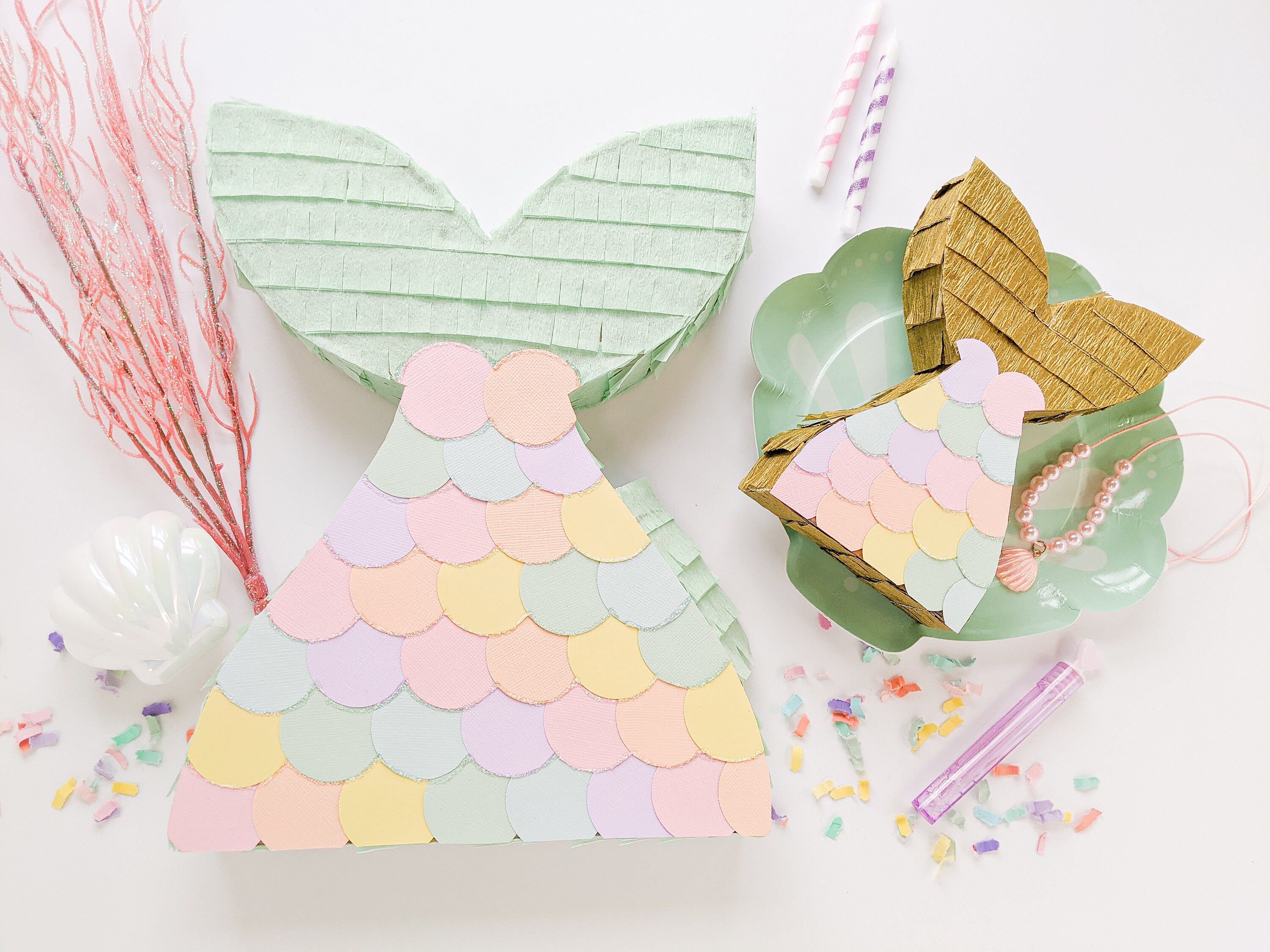 Pastel rainbow mermaid tail mini pinata mermaid party favor | Etsy