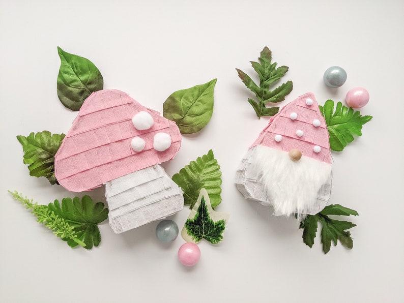 Gnome or Mushroom Mini Pinata in Pink or Red ONE Pinata | Etsy