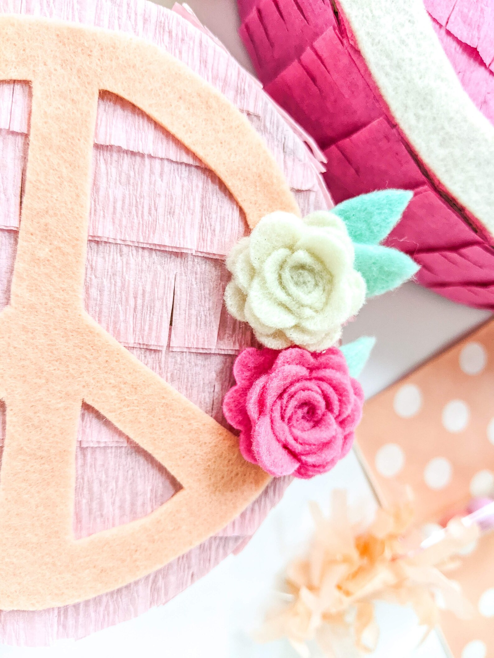 Pink Peach Peace Sign Mini Pinata ONE Pinata Felt Flower - Etsy