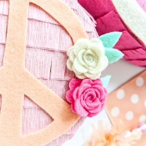 Pink Peach Peace Sign Mini Pinata | ONE Pinata | Felt Flower Peace Sign ...