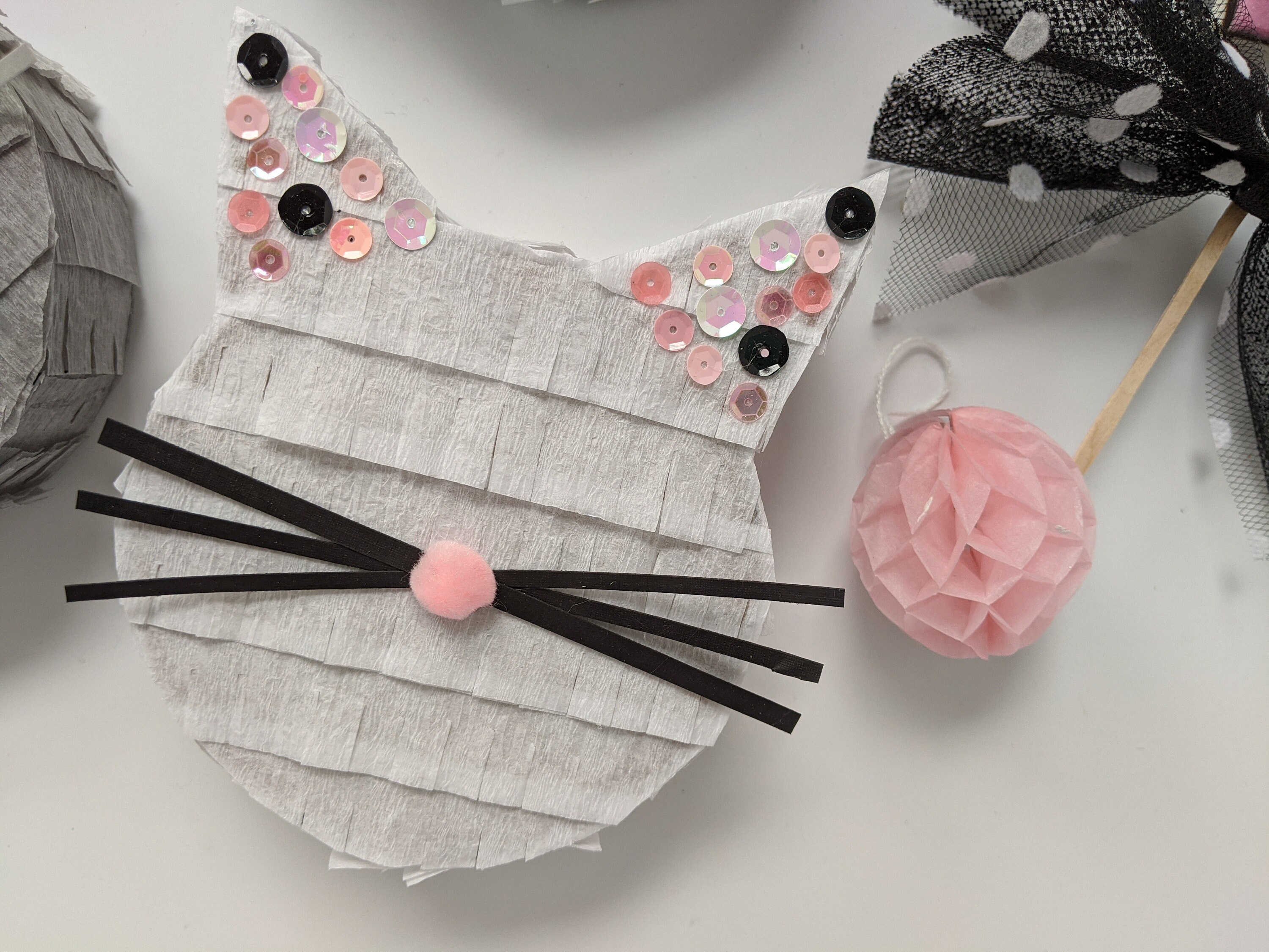 Kitty cat mini pinata with sequin ears cat party decoration - Etsy.de