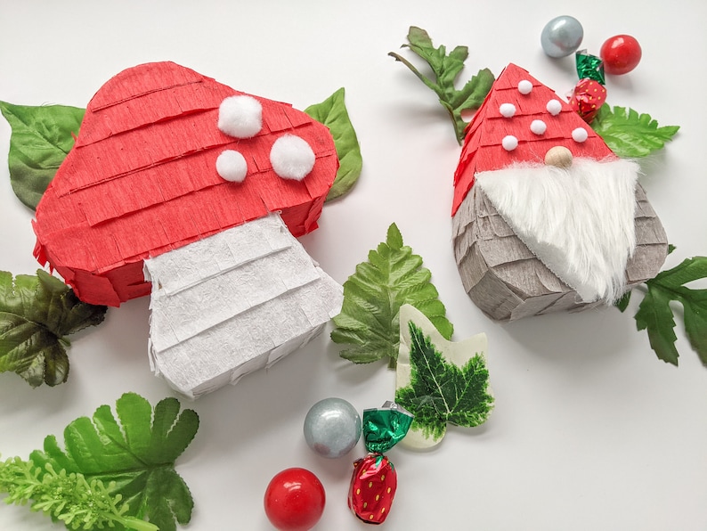Gnome or Mushroom Mini Pinata in Pink or Red ONE Pinata | Etsy
