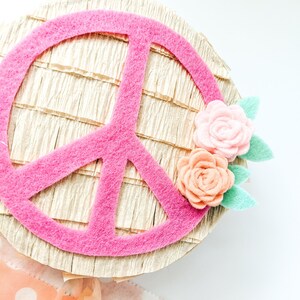 Pink Peach Peace Sign Mini Pinata | ONE Pinata | Felt Flower Peace Sign ...