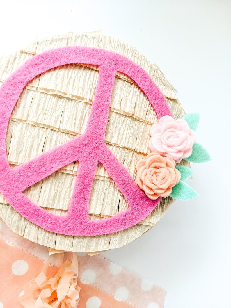 Pink Peach Peace Sign Mini Pinata ONE Pinata Felt Flower - Etsy