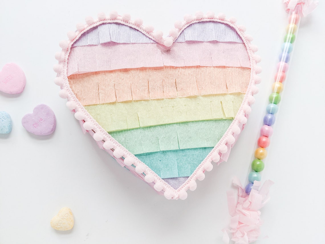 Pastel Rainbow Stripe Heart Mini Pinata ONE Pinata - Etsy