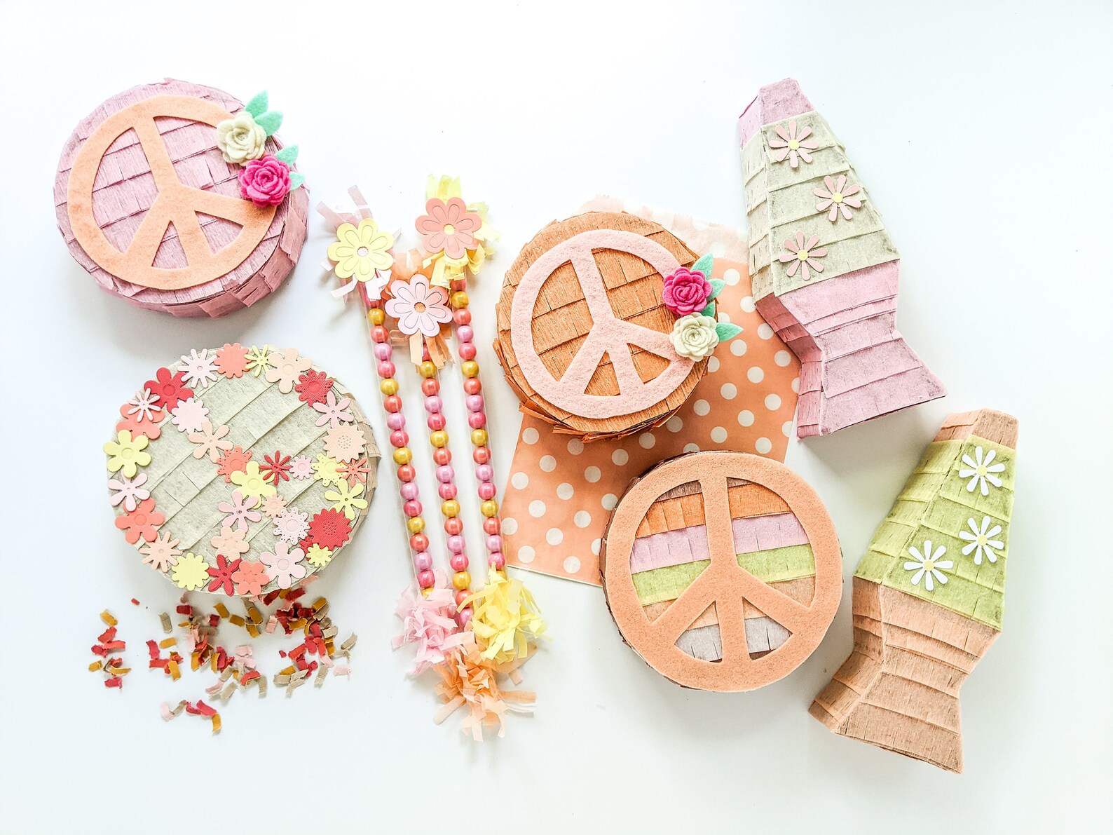 Pink Peach Peace Sign Mini Pinata ONE Pinata Felt Flower - Etsy