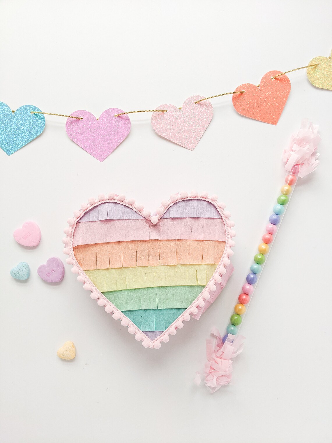 Pastel Rainbow Stripe Heart Mini Pinata ONE Pinata - Etsy
