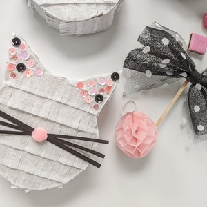 Kitty Cat Mini Pinata With Sequin Ears | Cat Party Decoration, Kitten ...