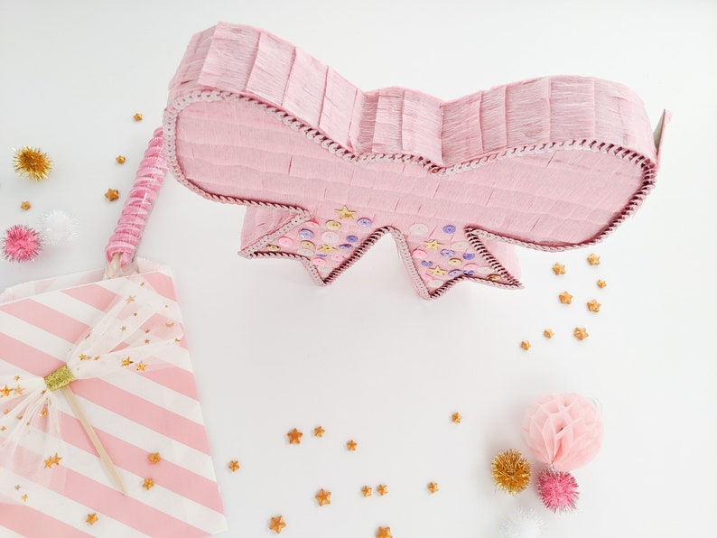 Mini piñata con lazo rosa / Adorno de lentejuelas, lentejuelas de ...