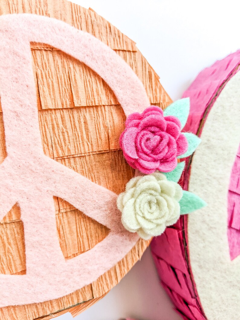 Pink Peach Peace Sign Mini Pinata ONE Pinata Felt Flower - Etsy