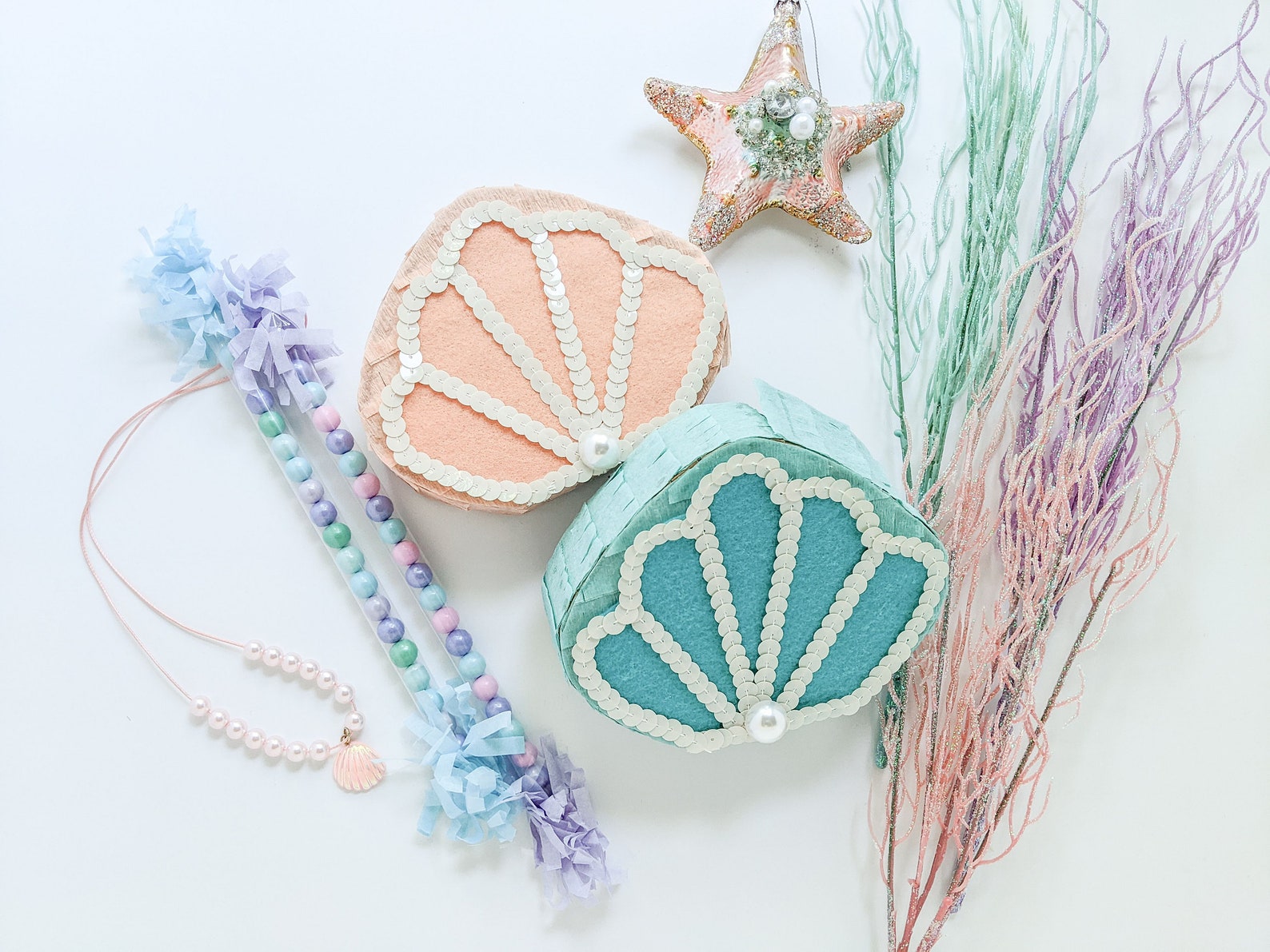 Pastel Seashell Mini Pinata Mermaid Party Favor Mermaid - Etsy