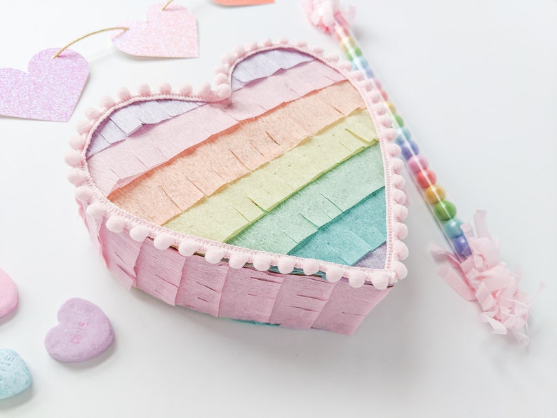 Pastel Rainbow Stripe Heart Mini Pinata ONE Pinata | Etsy