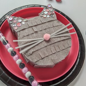 Kitty Cat Mini Pinata With Sequin Ears | Cat Party Decoration, Kitten ...