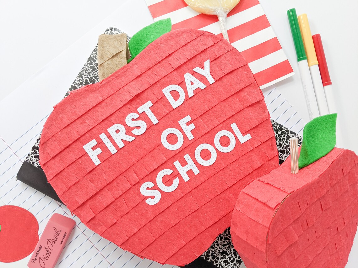 First Day of School Red Apple Mini Pinata Back to School - Etsy
