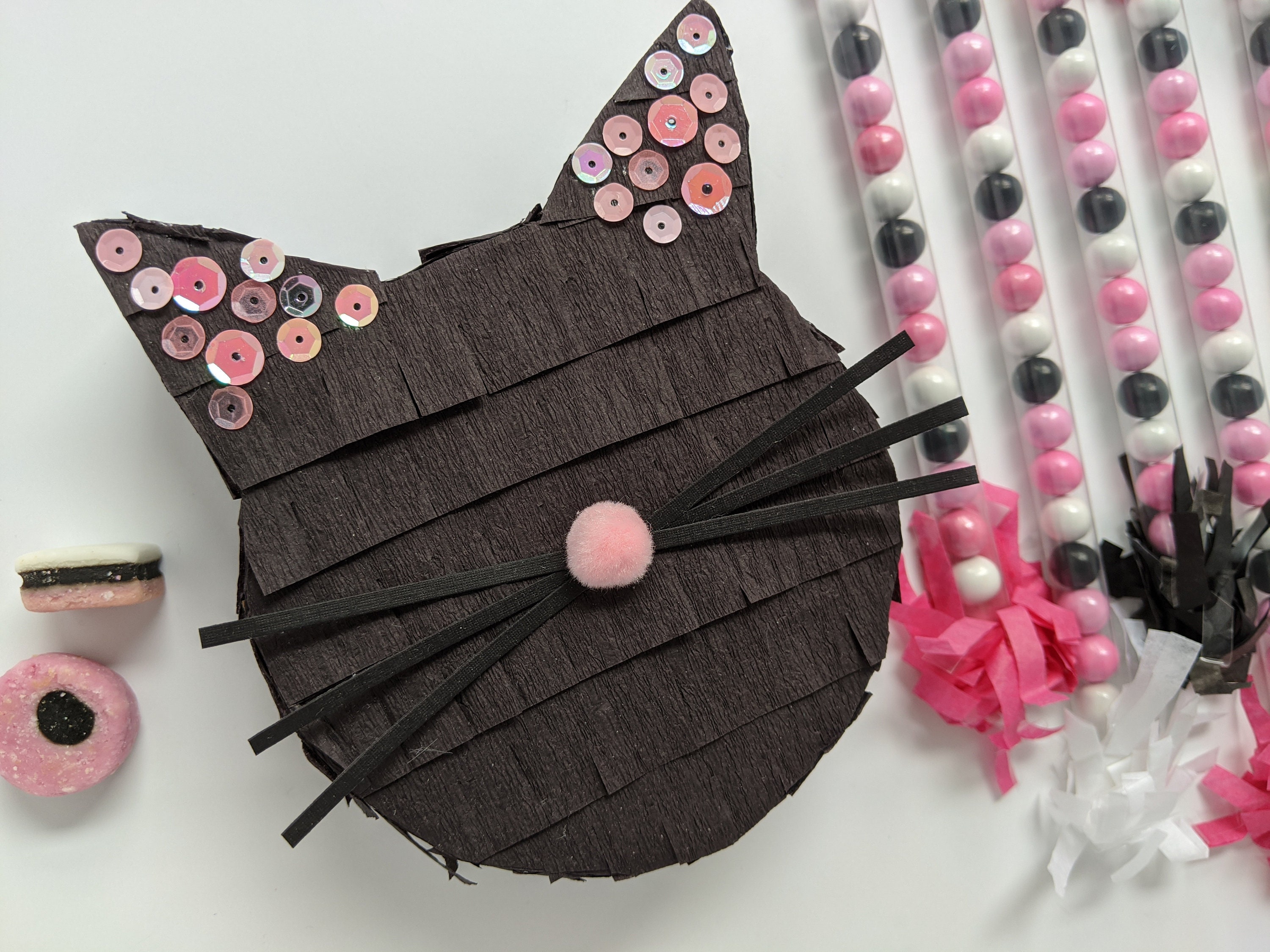 Kitty cat mini pinata with sequin ears cat party decoration - Etsy.de