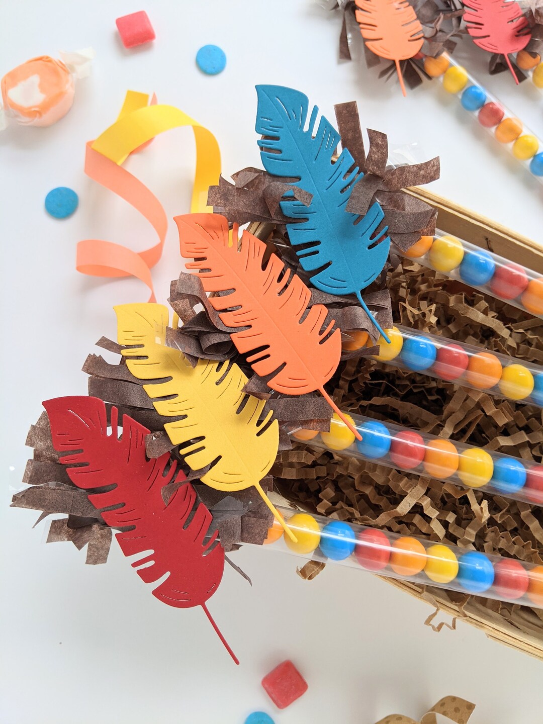 Feather Candy Wand Party Favors in Traditional Thanksgiving Colors SET ...
