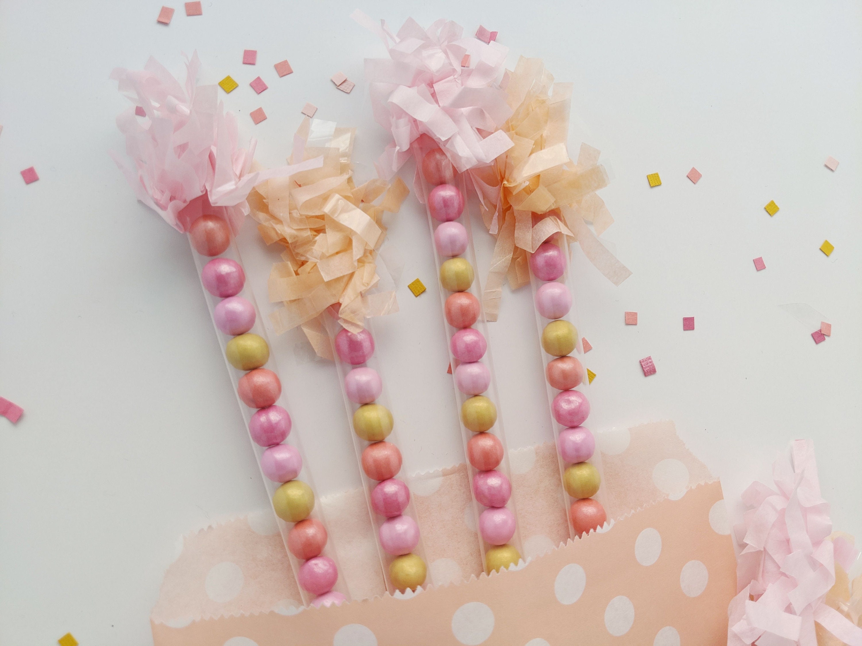 Girly pastel candy wands in light pink bright pink coral and - Etsy Polska