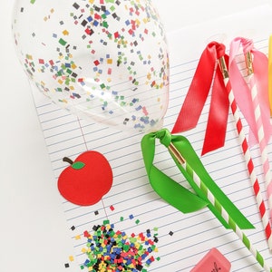 Back to School Rainbow Confetti Balloon Wands | SET of 6 | First Day of ...