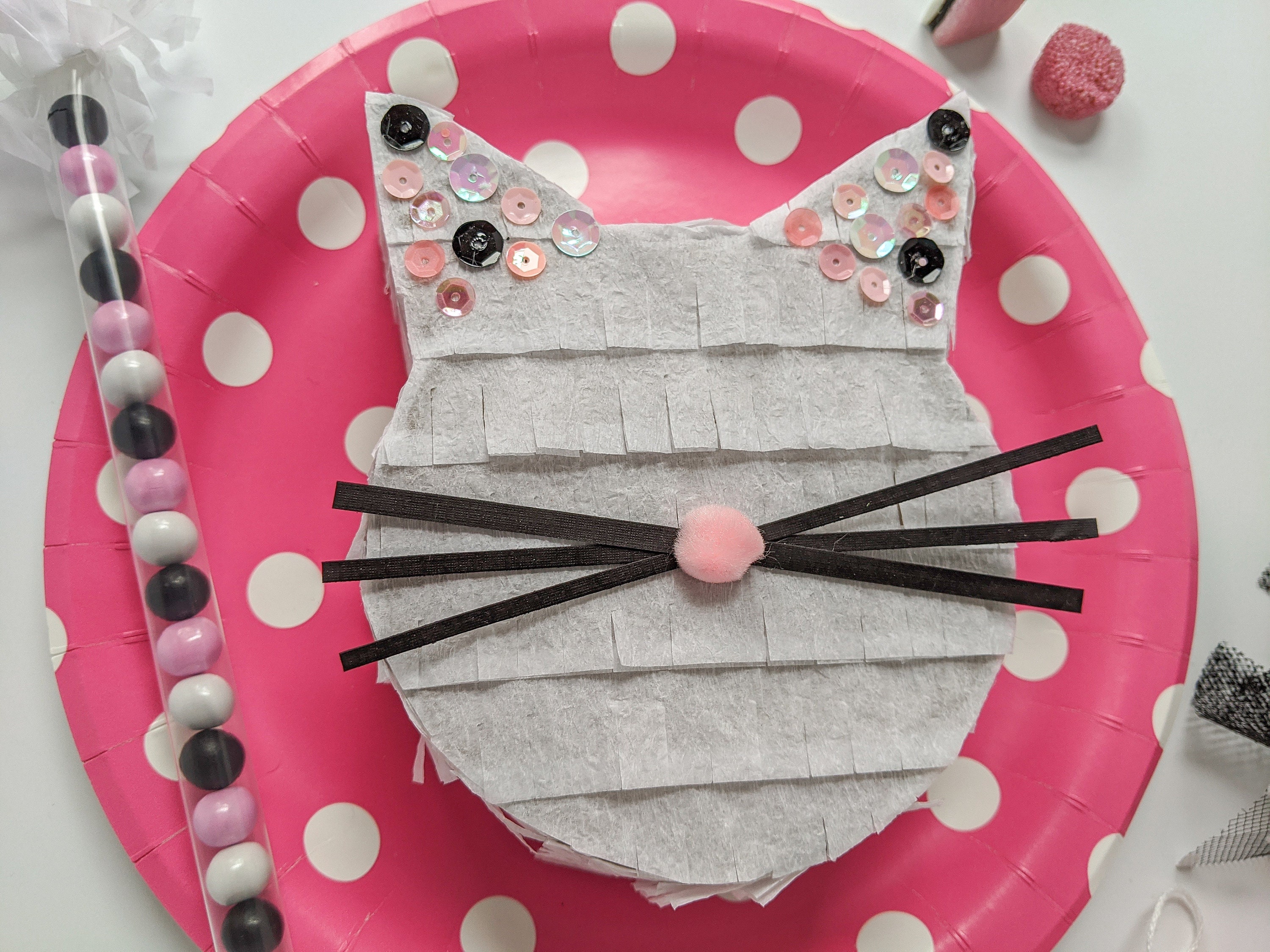 Kitty cat mini pinata with sequin ears cat party decoration - Etsy.de