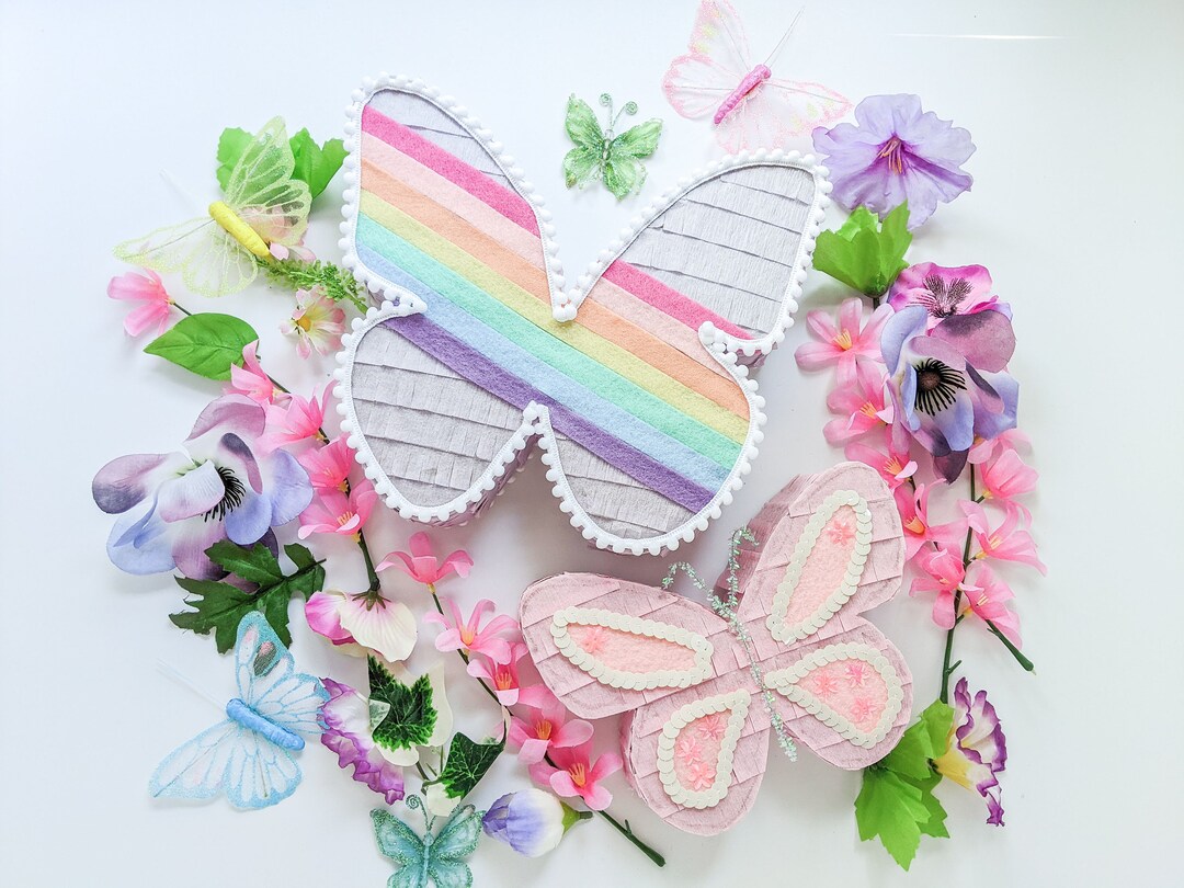 Pastel Rainbow Butterfly Mini Pinata | ONE Pinata | Rainbow Pinata ...