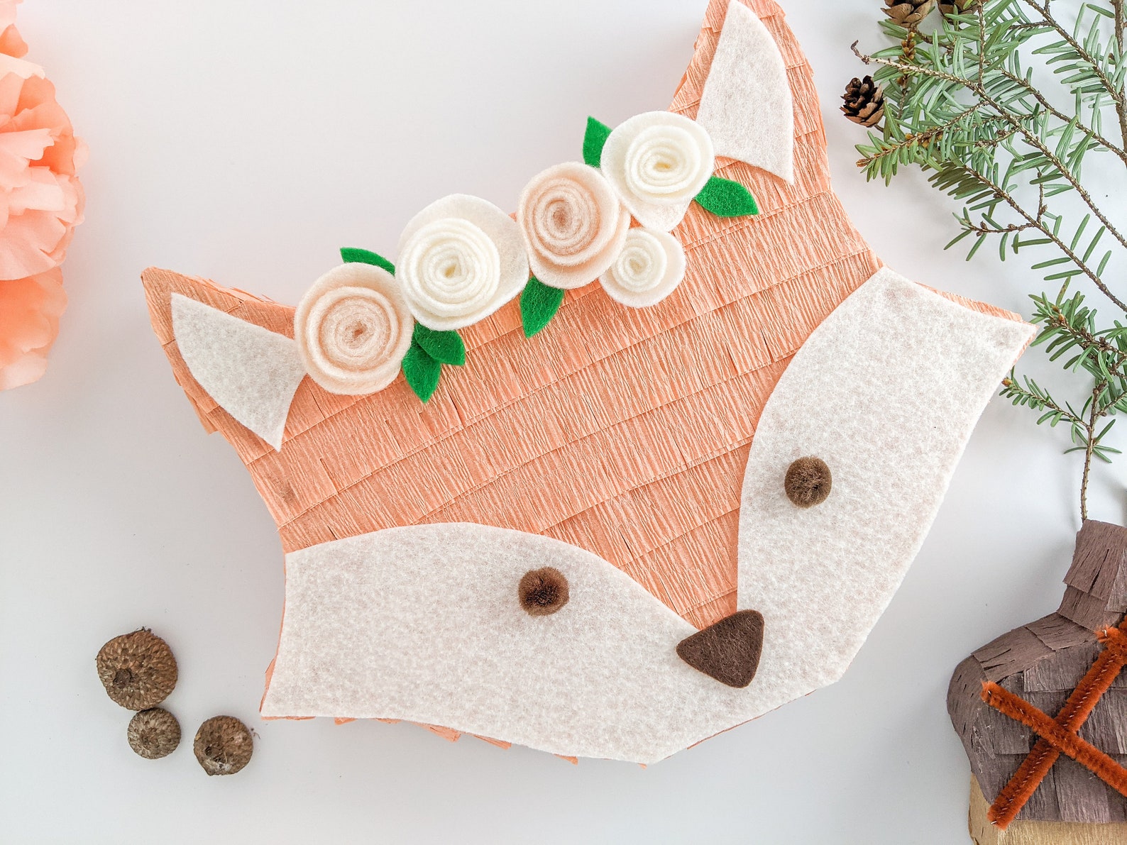 Woodland Fox Mini Pinata | Boho Floral Crown, Personalized Gift - Etsy