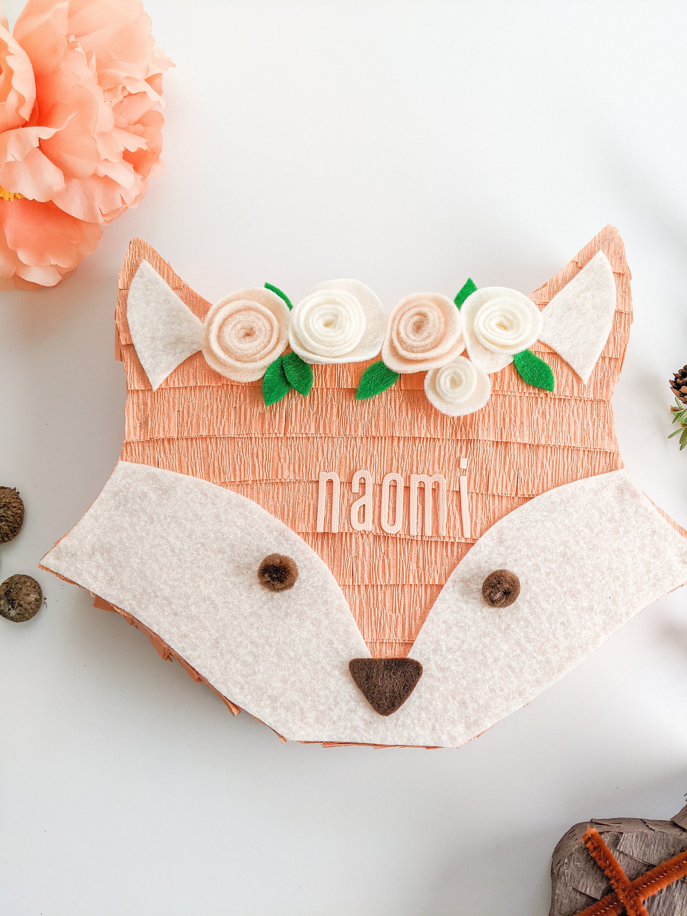 Woodland Fox Mini Pinata | Boho Floral Crown, Personalized Gift - Etsy