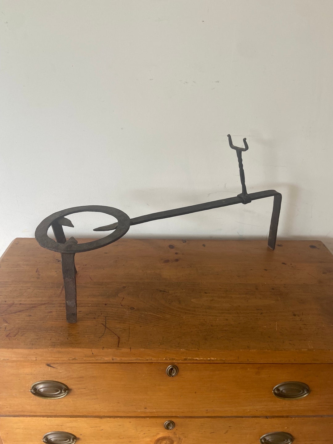 Antique Wrought Iron Blacksmith Forged Fireplace Hearth Trivet Pot ...