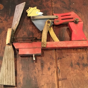 Vintage Primitive Whirligig Wooden Folk Art Handmade Man Sawing ...
