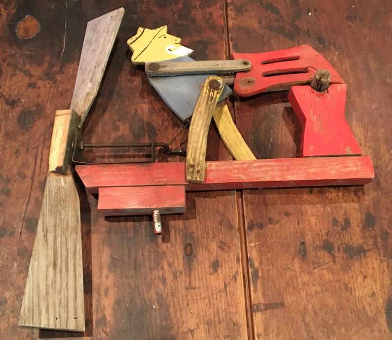 Vintage Primitive Whirligig Wooden Folk Art Handmade Man - Etsy