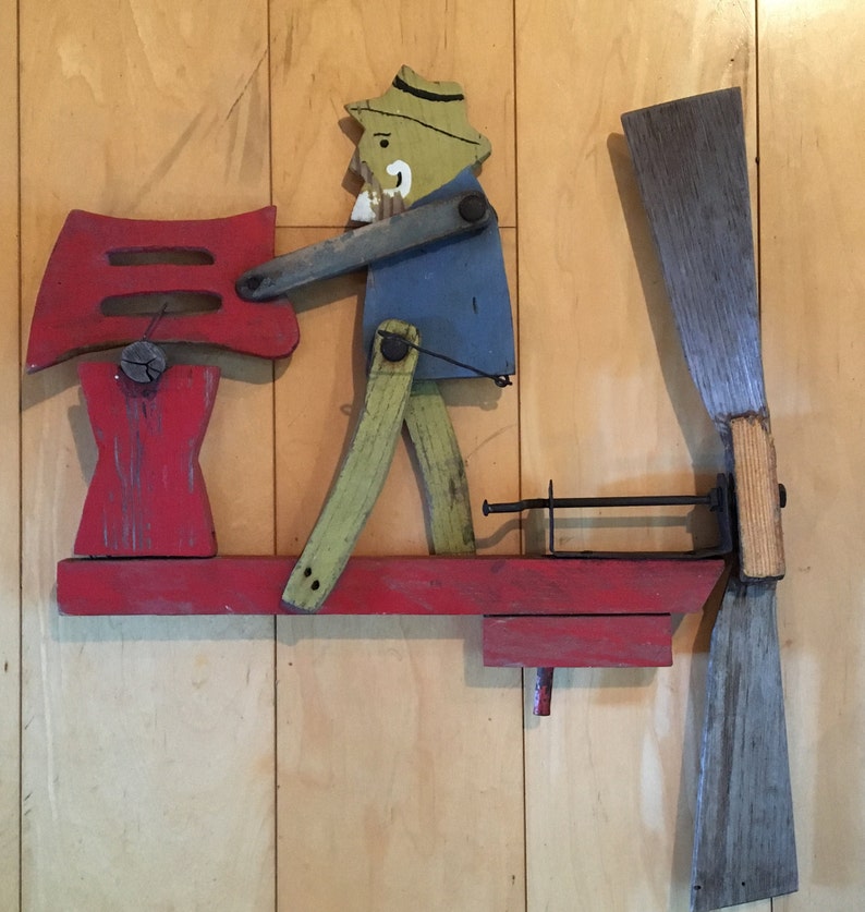 Vintage Primitive Whirligig Wooden Folk Art Handmade Man - Etsy