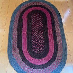 Vintage Hand Braided Oval Rug Bold Colors Primitive Americana Country ...
