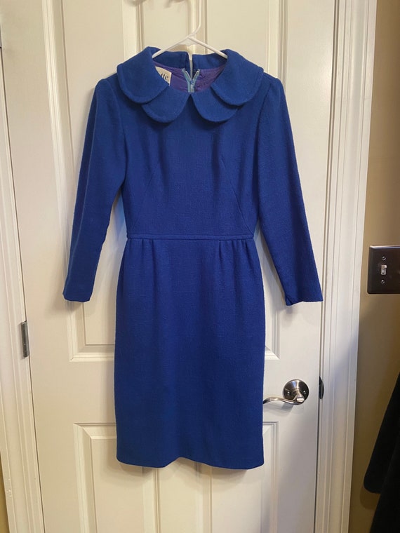 Vintage 1950s Peacock Cobalt Blue Wool Wiggle Dress b… - Gem Vintage 1950s Peacock Cobalt Blue Wool Wiggle Dress b… - Gem