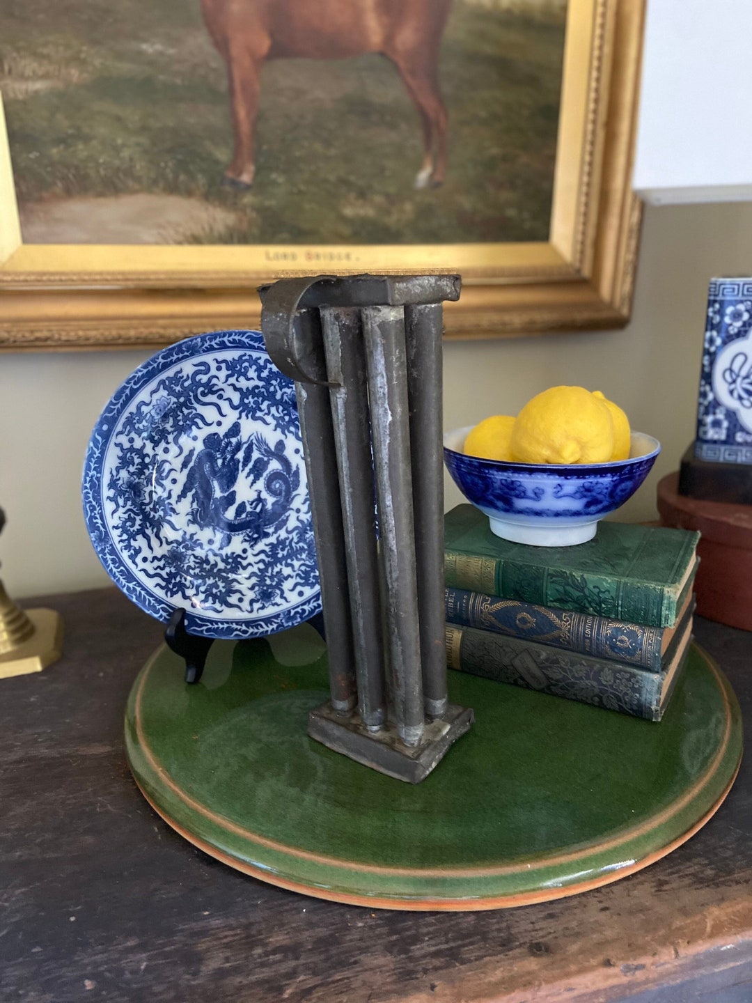 Antique Candle Mold Tapered Tin 6 Tubes Hearth Ware Tole Tin Farmhouse ...