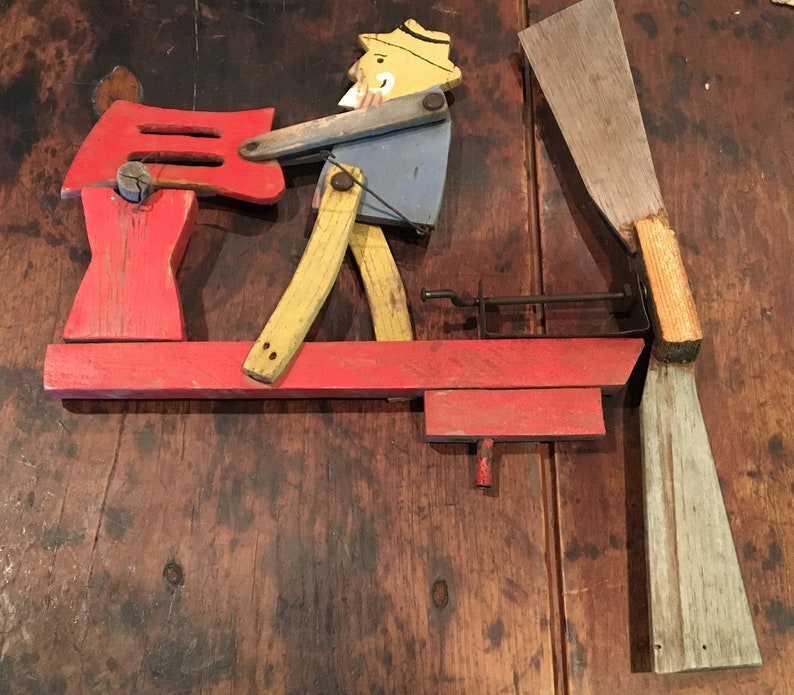 Vintage Primitive Whirligig Wooden Folk Art Handmade Man - Etsy