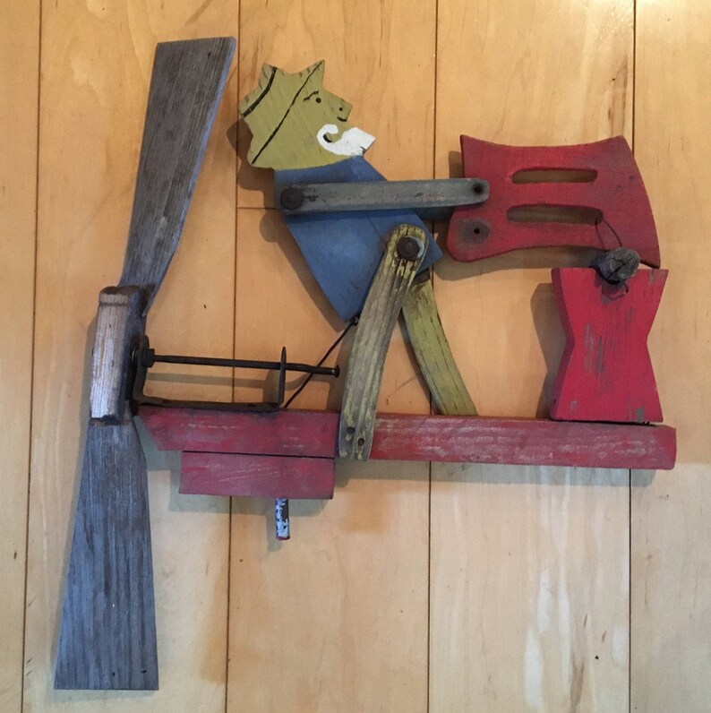 Vintage Primitive Whirligig Wooden Folk Art Handmade Man - Etsy
