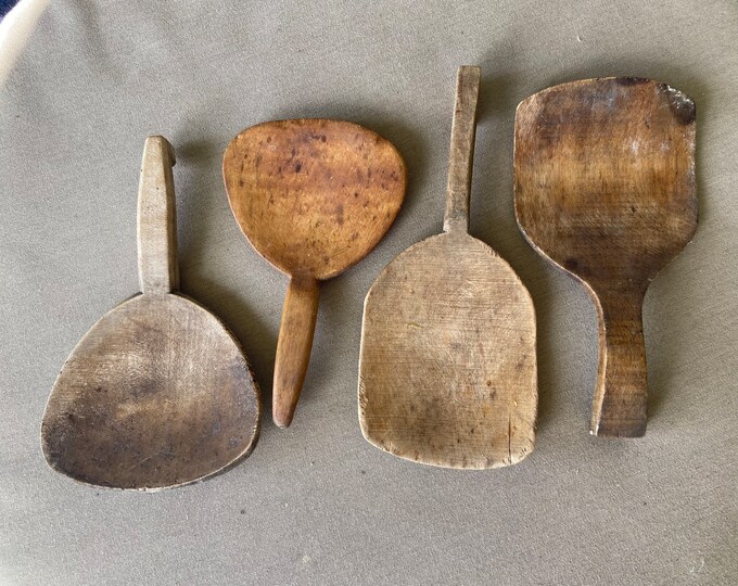 Antique Primitive Woodenware Wooden Ware Treen Butter Dough Paddles ...