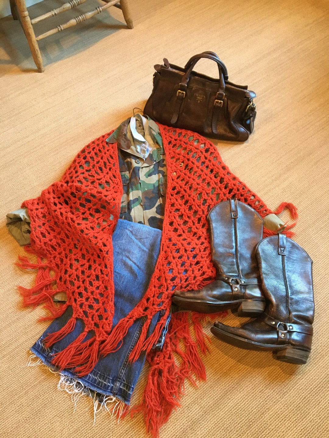 Vintage Crocheted Wrap Shawl Scarf 1970s Hand Crocheted - Etsy