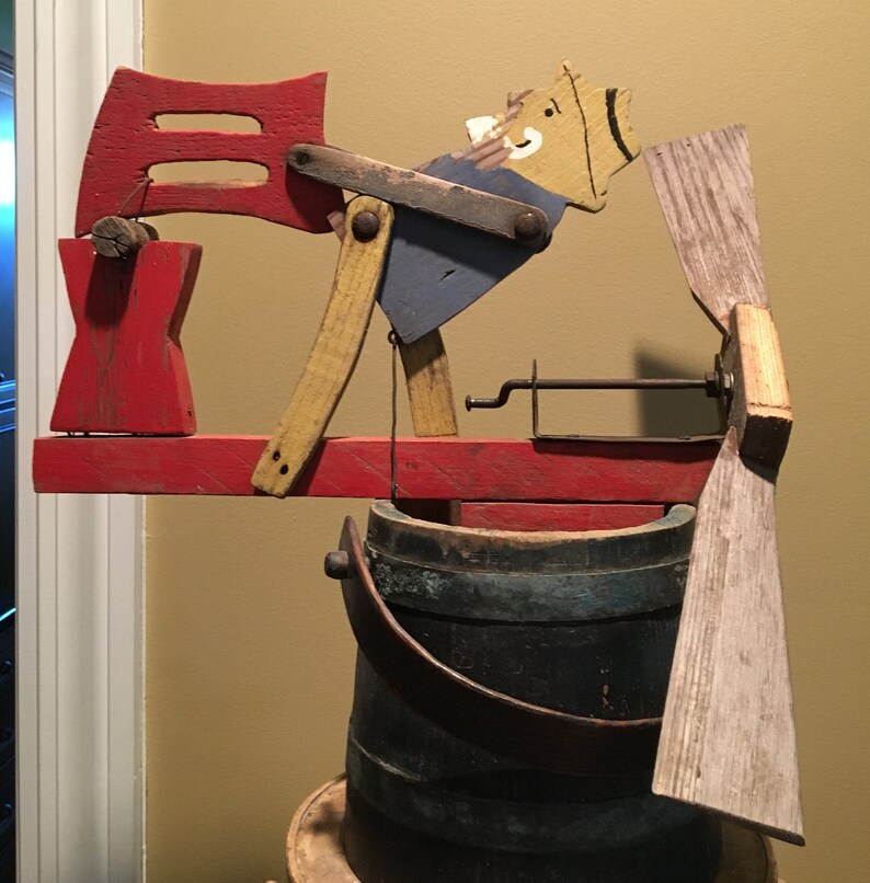 Vintage Primitive Whirligig Wooden Folk Art Handmade Man - Etsy