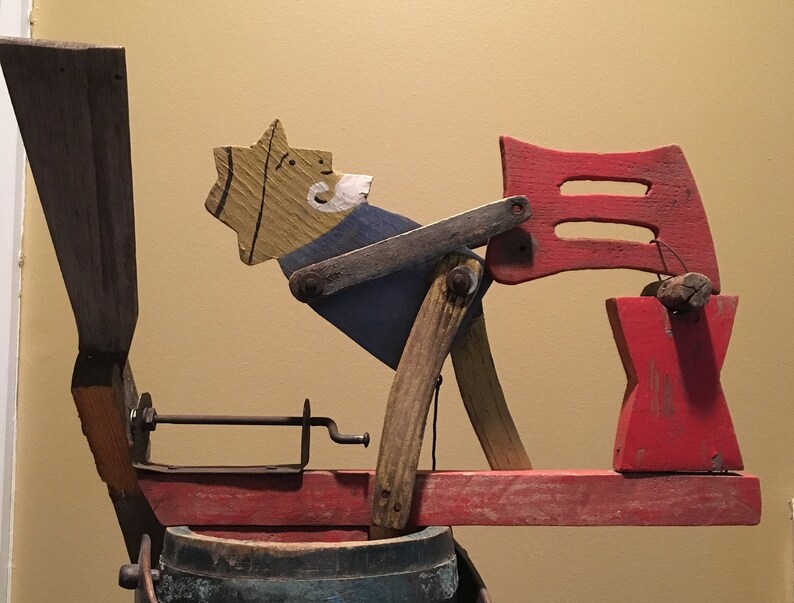 Vintage Primitive Whirligig Wooden Folk Art Handmade Man - Etsy