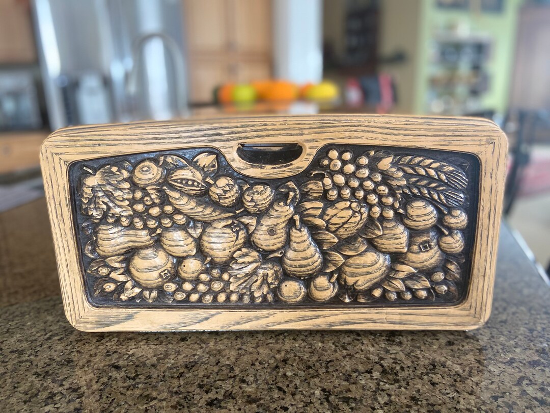 Vintage Harvest Gold Bread Box Burlington Crafts Faux Wood - Etsy