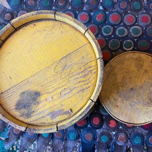 Primitive Antique Wooden Firkin Sugar Bucket Chrome Yellow Mustard Old ...