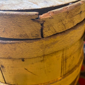 Primitive Antique Wooden Firkin Sugar Bucket Chrome Yellow Mustard Old ...