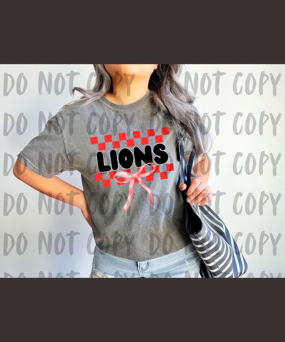 Checkered Lion With Coquette Bow PNG: Retro Grunge Clipart (digital ...