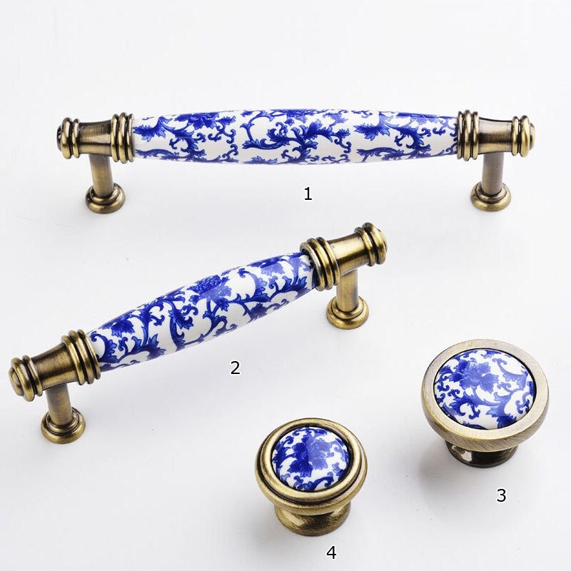 Blue Porcelain Knobs - Etsy