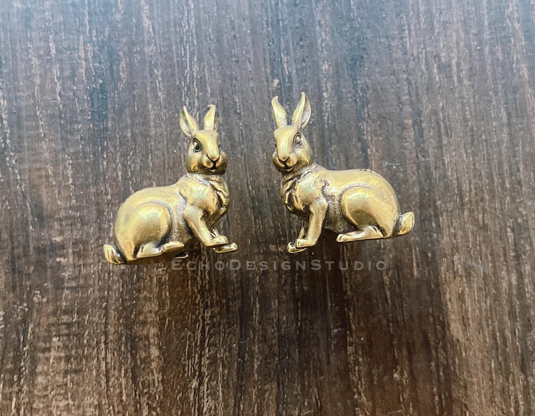 Brass Rabbit Cabinet Knobs: Modern Dresser Drawer Pulls, Pair (BS-C ...