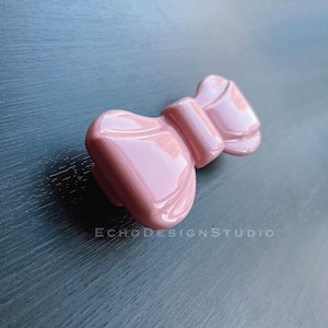 Pink Bow Ceramic Cabinet Pull: Modern Dresser Knob, 3.75" (96mm) Hole ...