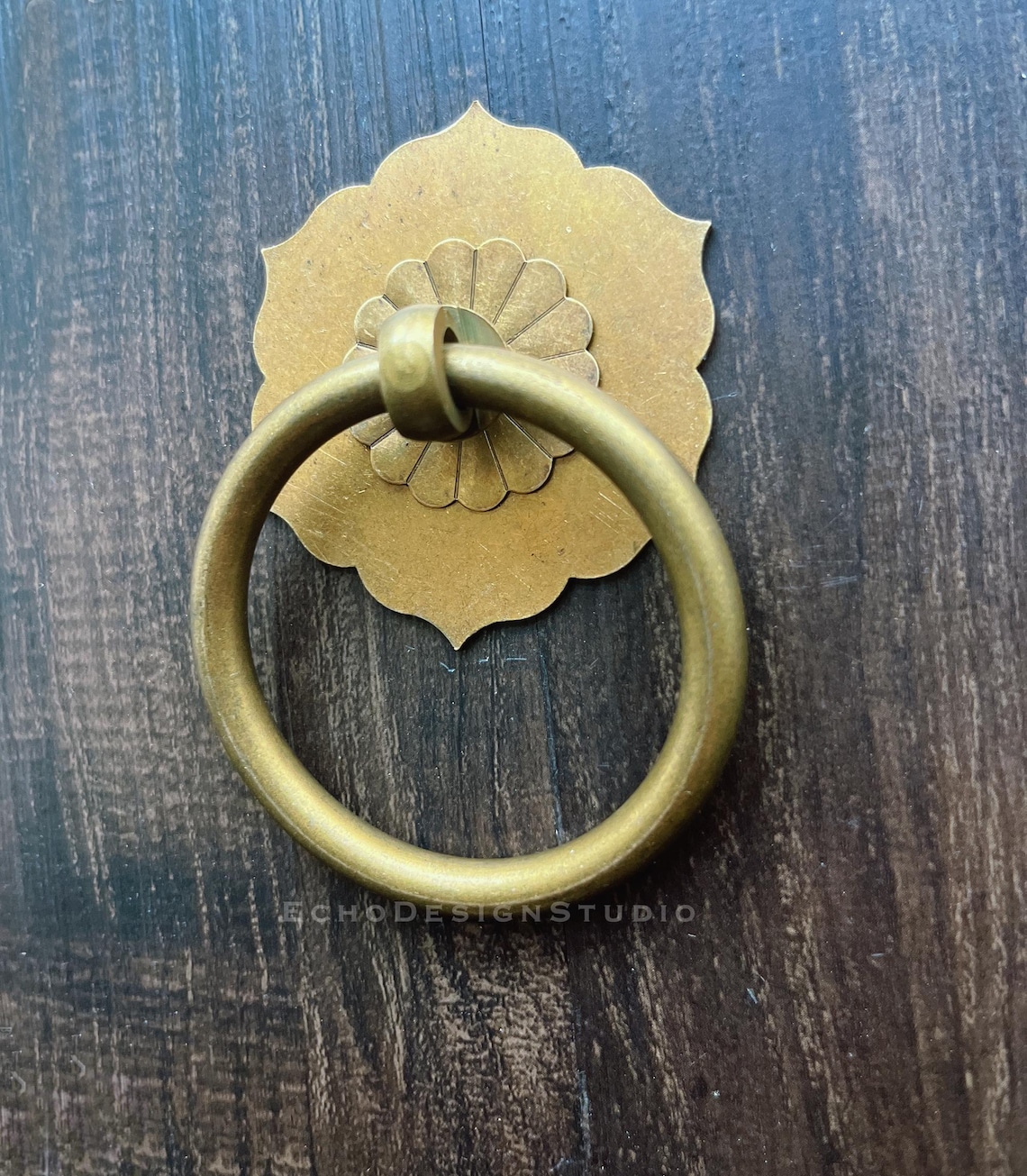 Chinese Style Solid Brass Cabinet Knob: Gold Flower Ring Pull (BS-C-705 ...