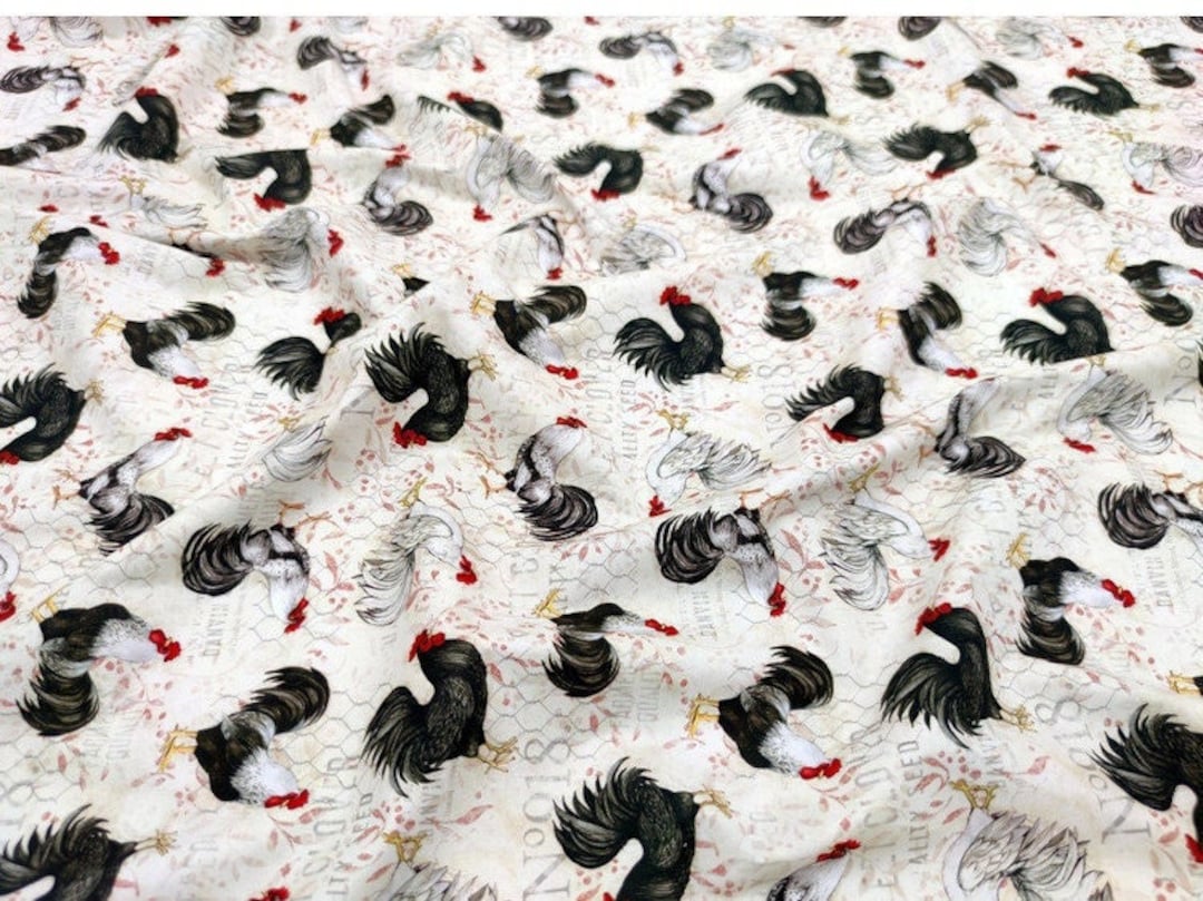 Rooster Fabric Animal Print Cotton Fabric 110cm Wide Cotton Material ...
